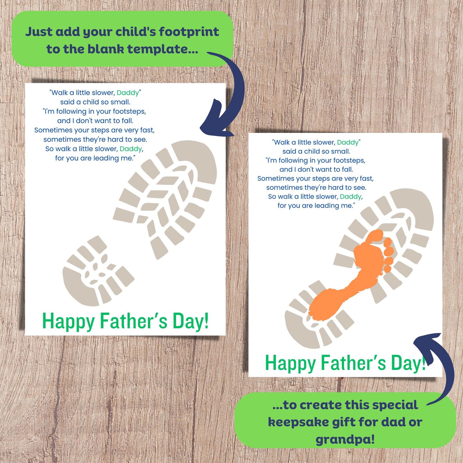 Fathers Day Poem, Fathers Day Craft From Child, Footprint Art Fathers ...