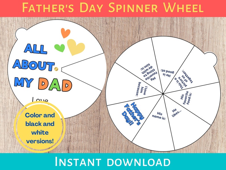 All About My Dad Coloring Wheel Fathers Day Printable Craft - Etsy
