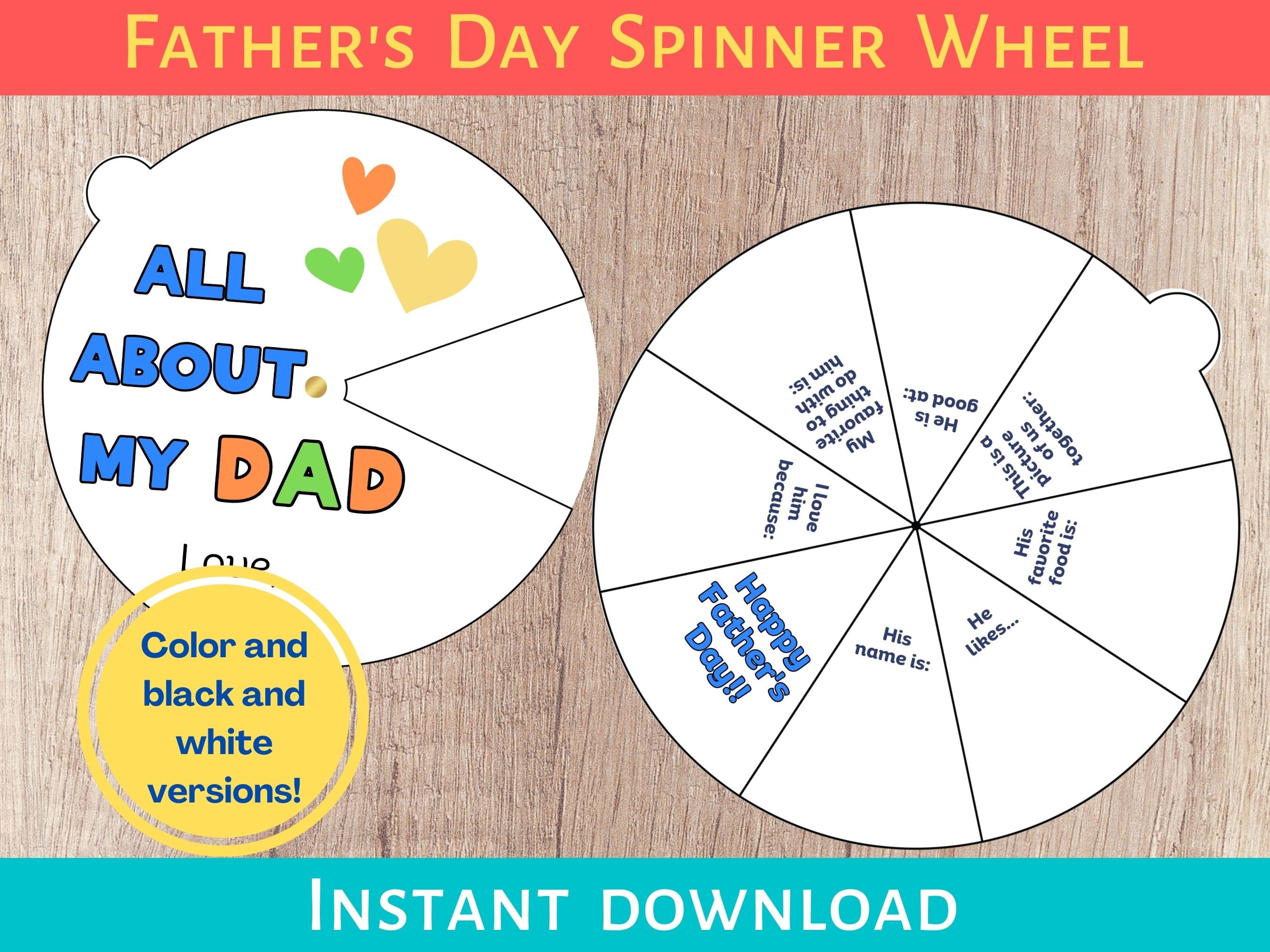 All About My Dad Coloring Wheel Fathers Day Printable Craft - Etsy