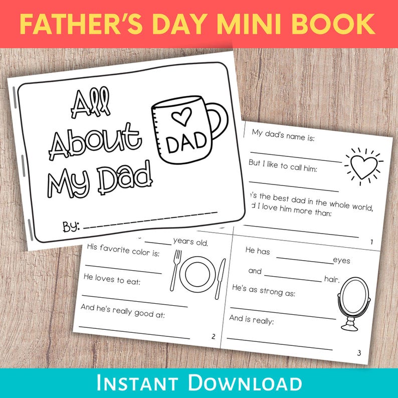 Fathers Day Mini Book, All About My Dad, Fathers Day Craft, Fathers Day ...