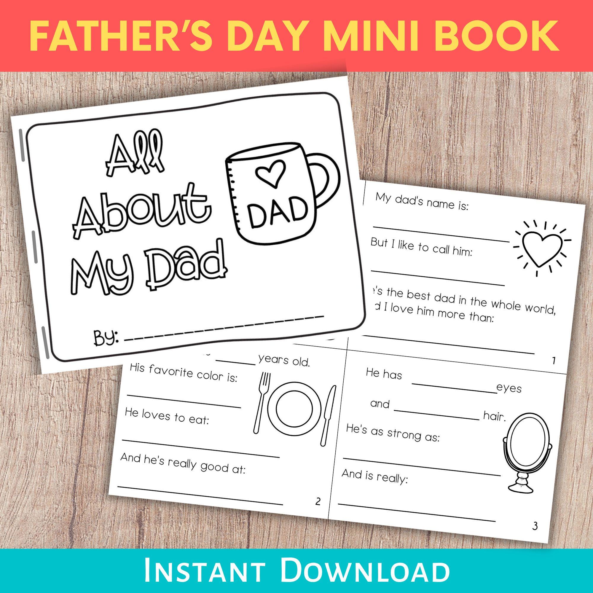Fathers Day Mini Book, All About My Dad, Fathers Day Craft, Fathers Day ...