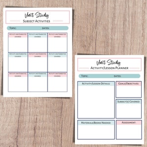Printable Unit Study Planner, Homeschool Lesson Planner, Printable Unit ...