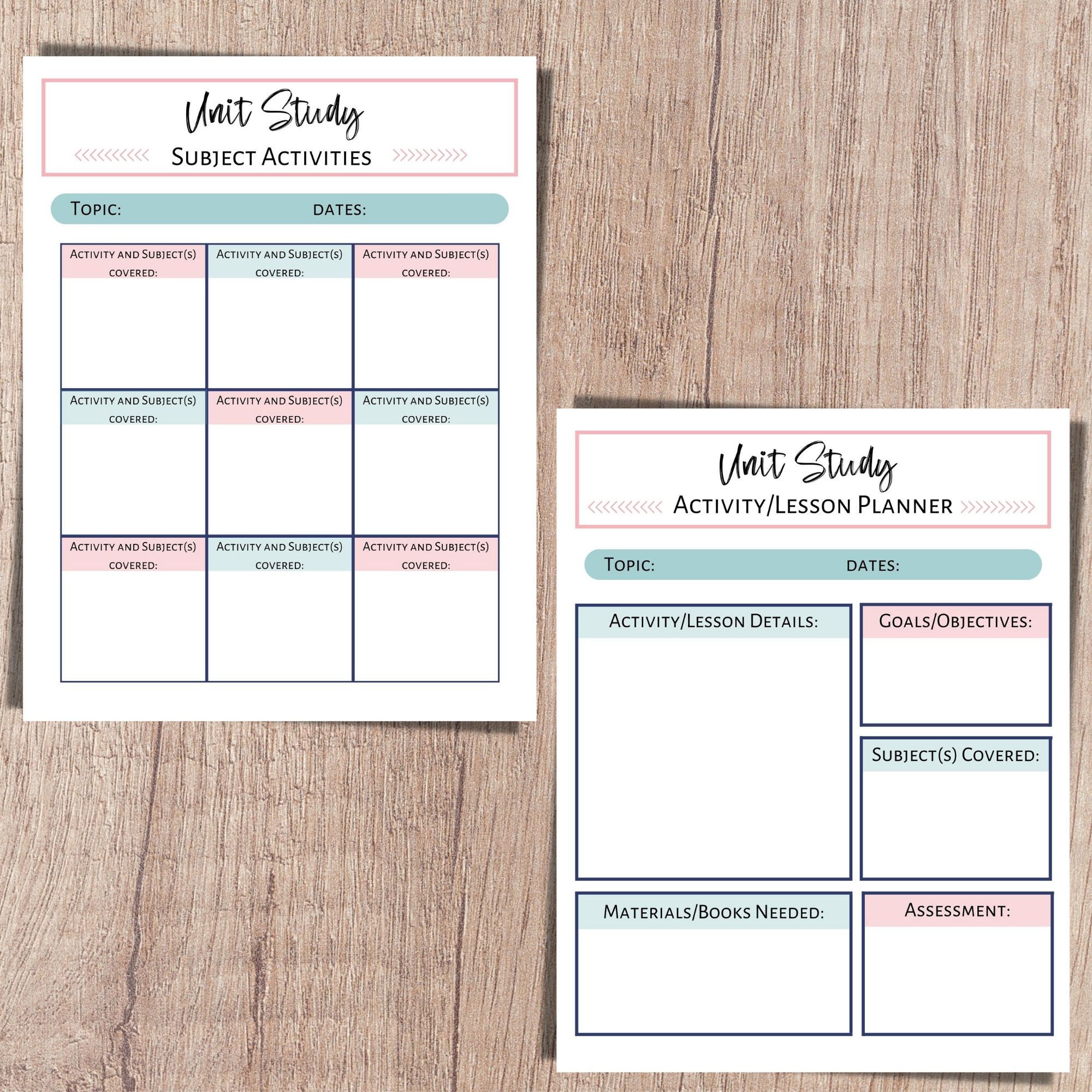 Printable Unit Study Planner, Homeschool Lesson Planner, Printable Unit ...