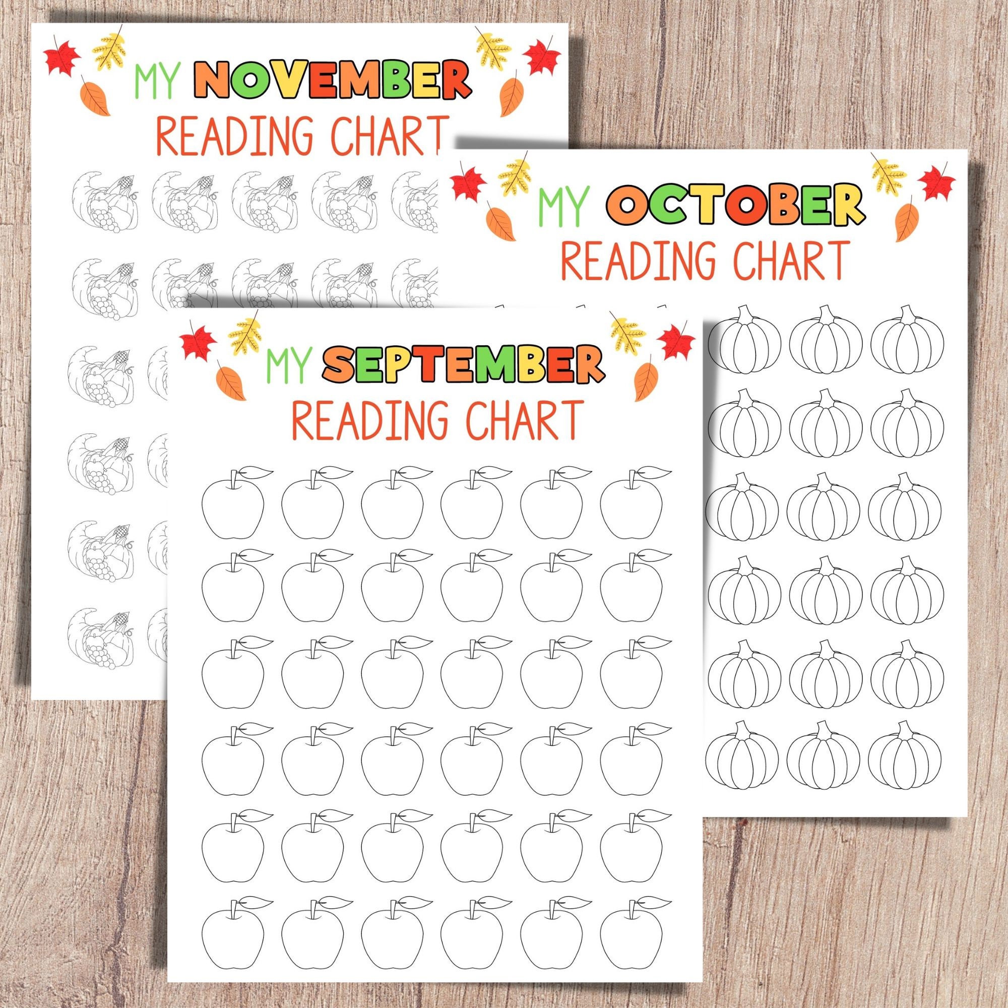 Fall Reading Chart Fall Reading Challenge Reading Log for - Etsy