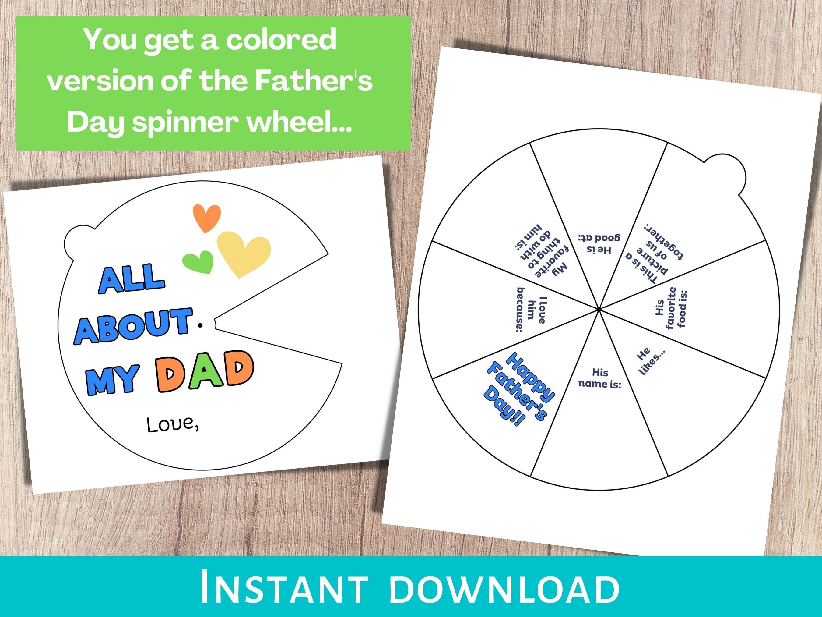 All About My Dad Coloring Wheel Fathers Day Printable Craft - Etsy