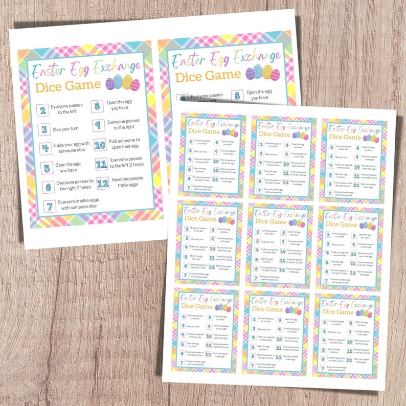 Easter Dice Game, Easter Egg Exchange Dice Game, Pass the Gift, Easter ...