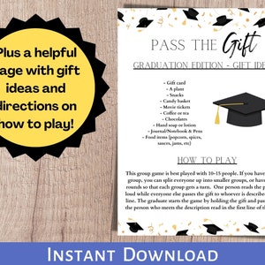 Graduation Games, Pass the Gift Game, Graduation Games Printable, Pass ...