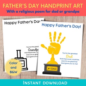 Fathers Day Handprint Craft, Fathers Day Poem, Handprint Printable ...