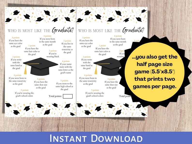 Graduation Games Printable, Graduation Party Games, Class of 2023, Who ...