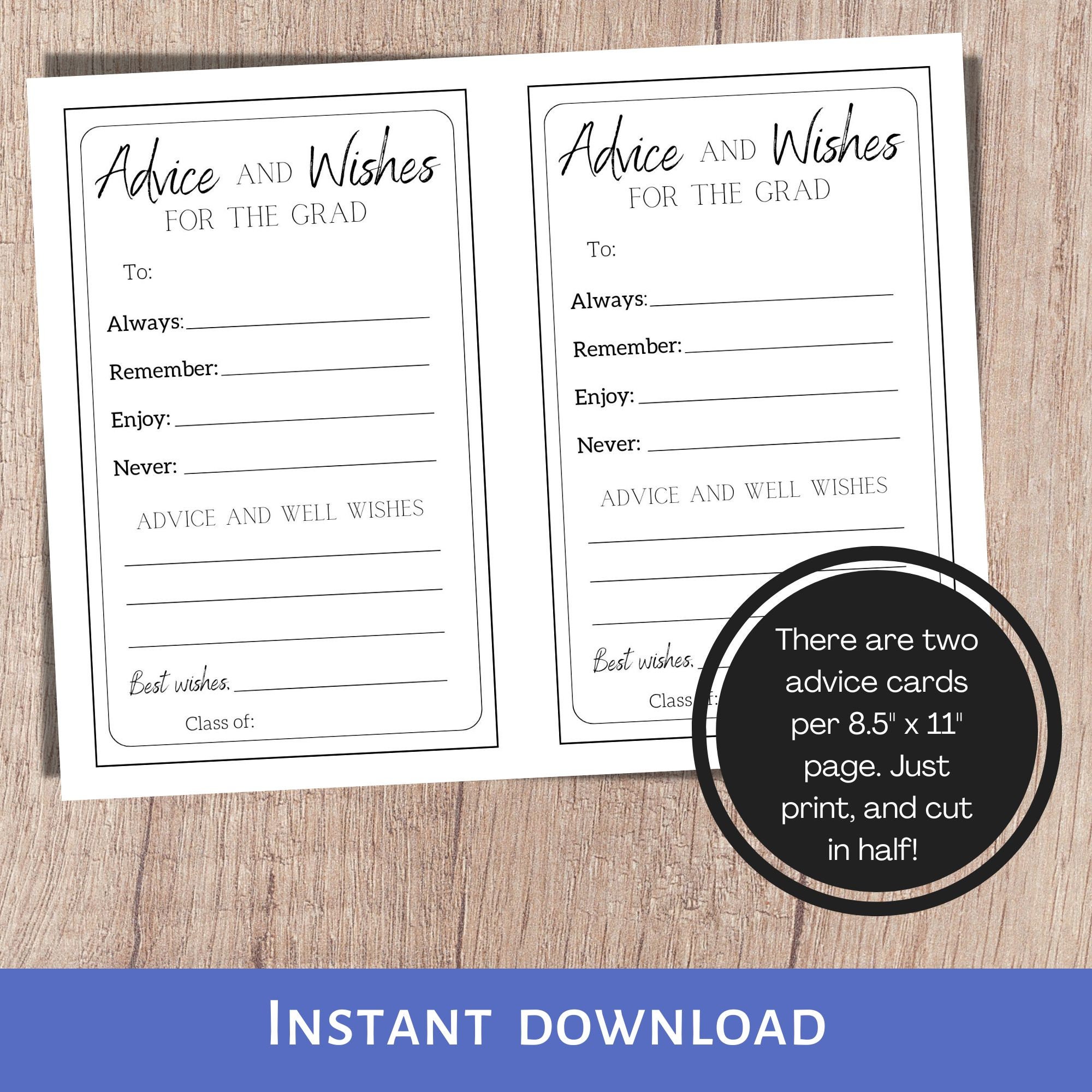 Graduation Advice Cards Printable, Graduation Keepsake, 2025 Graduation ...