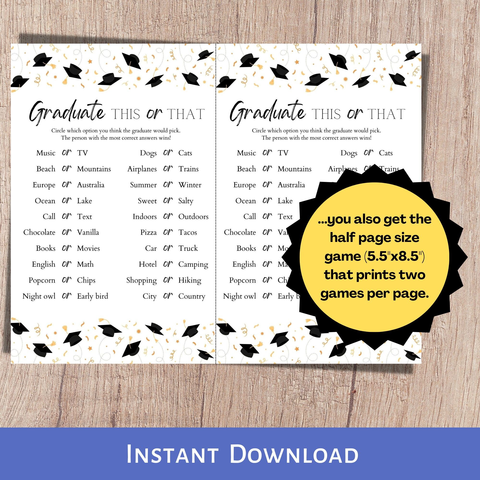 This or That, Graduation Games, Grad Party Games, Graduation Games ...