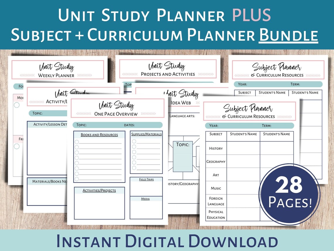 Unit Study Planner and Curriculum Planner Bundle Homeschool - Etsy