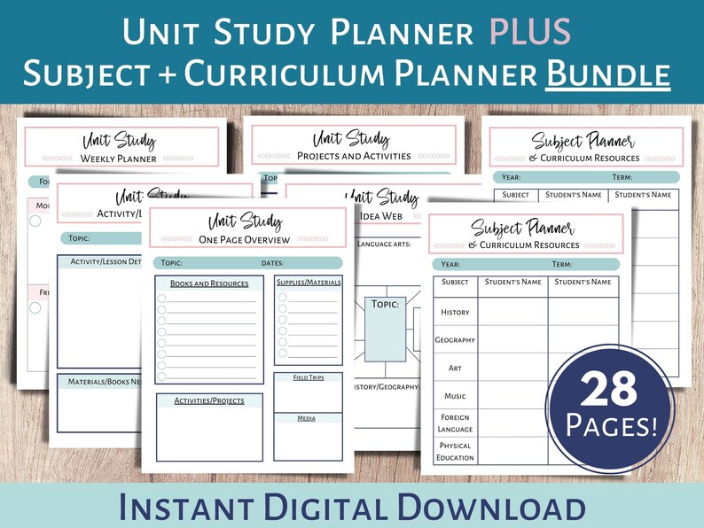 Unit Study Planner and Curriculum Planner Bundle Homeschool - Etsy