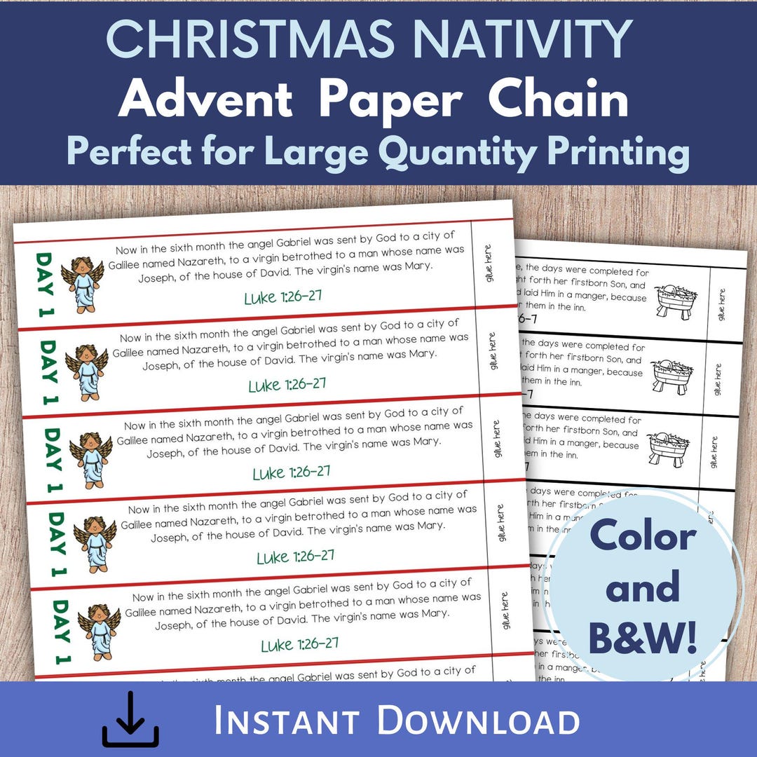 Paper Chain Advent Calendar, Nativity Printable, Classroom Advent ...
