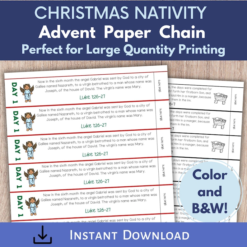Paper Chain Advent Calendar, Nativity Printable, Classroom Advent ...