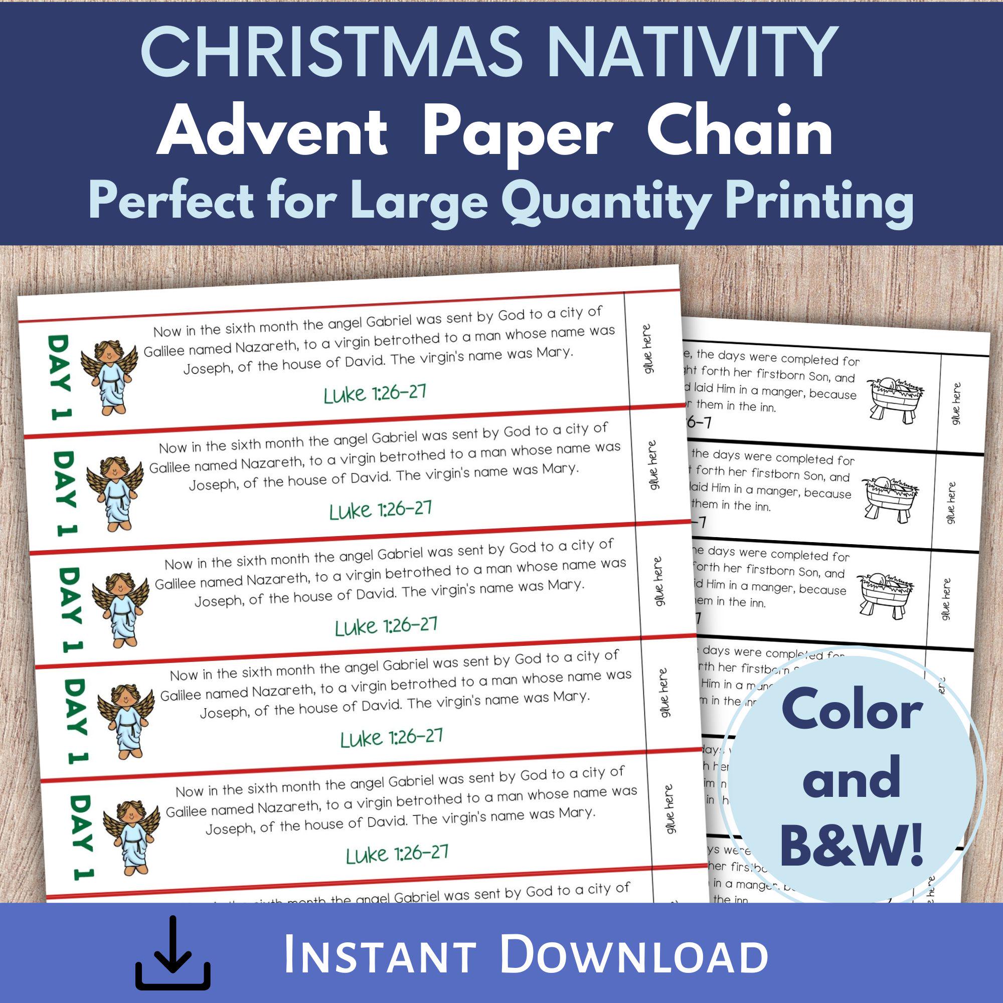 Paper Chain Advent Calendar, Nativity Printable, Classroom Advent ...