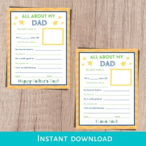 All About My Dad, Fathers Day Printable Craft, All About My Dad ...