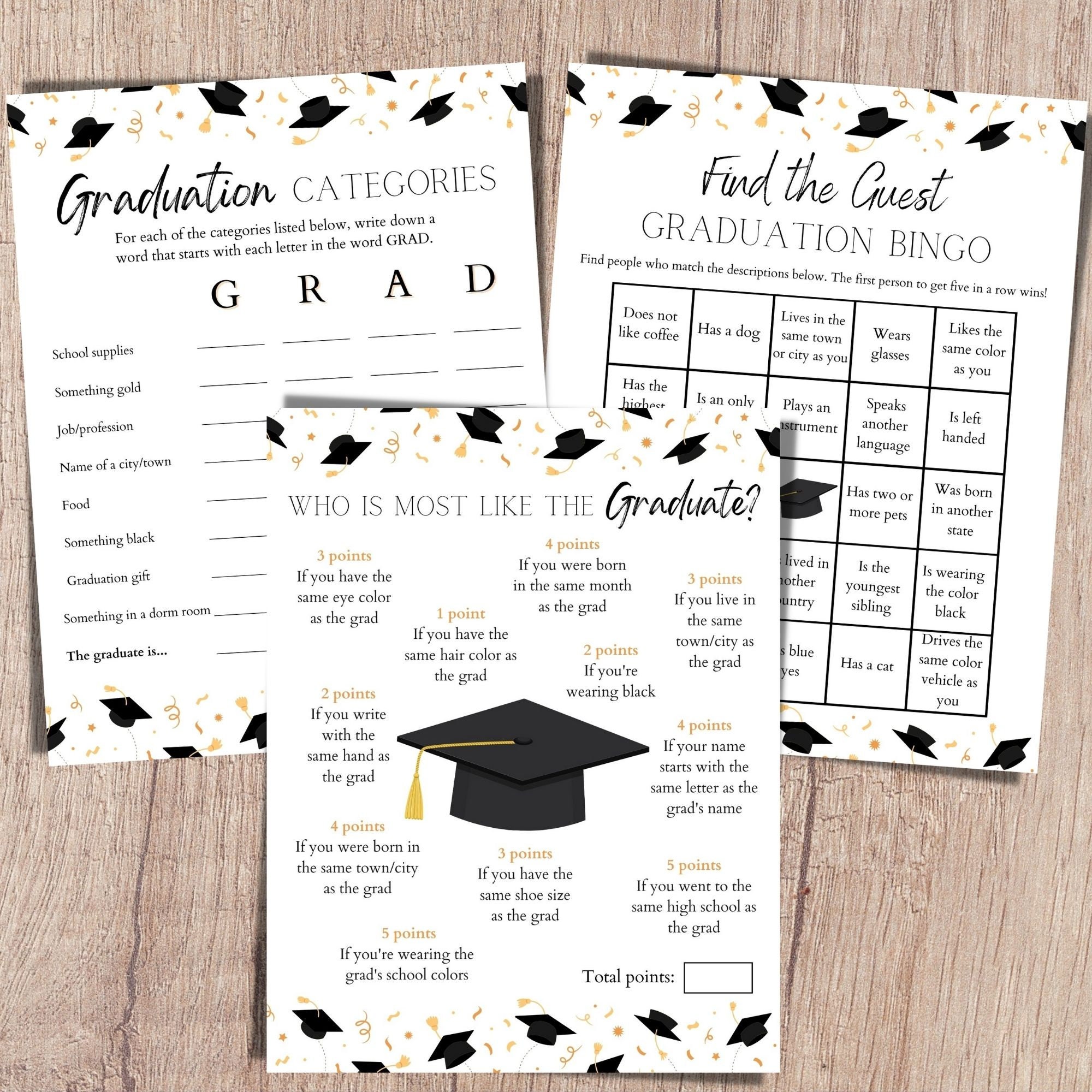 Graduation Games, Graduation Bundle, Printable Grad Game, Pass the Gift ...