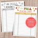 Fall Reading Chart Fall Reading Challenge Reading Log for - Etsy
