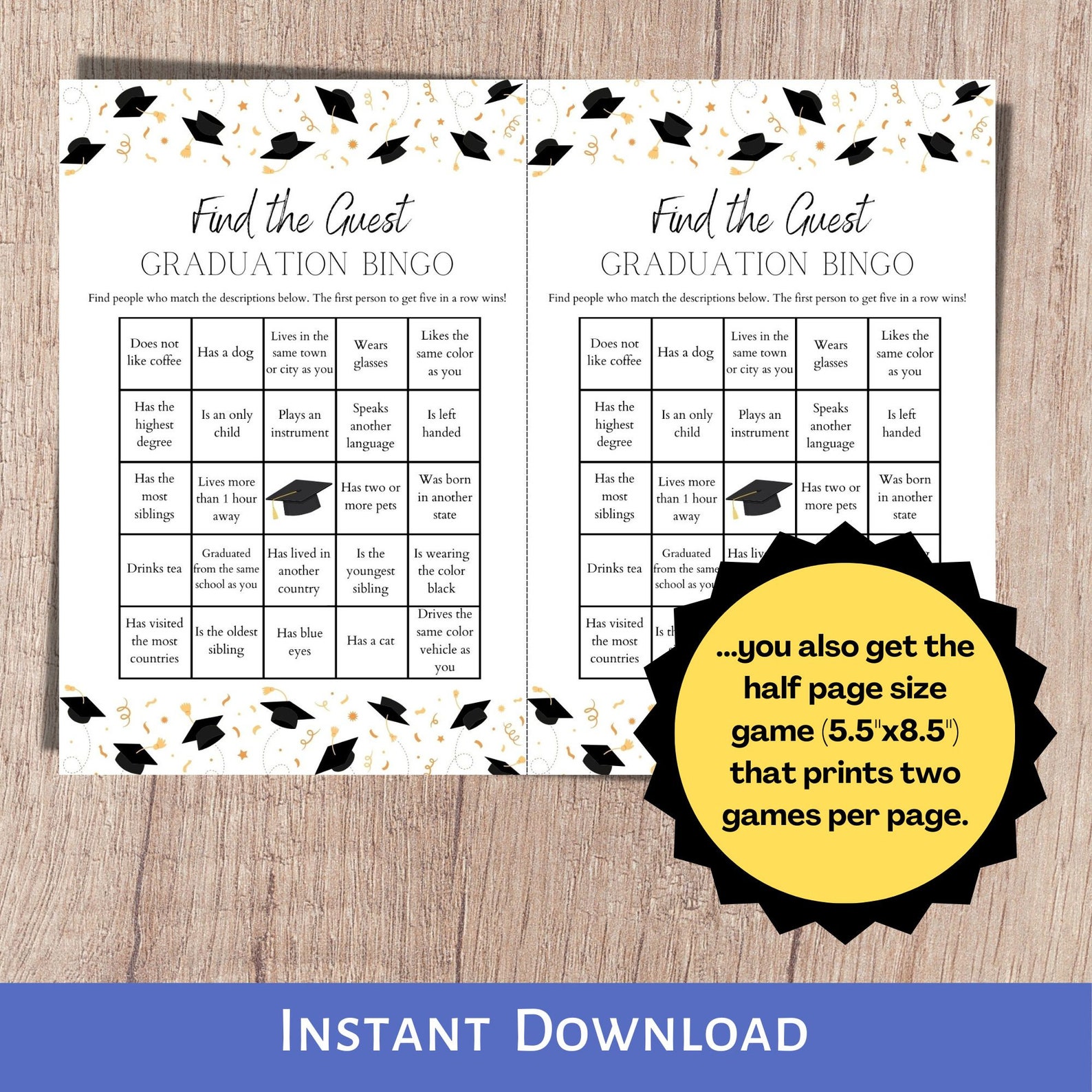 Graduation Bingo, Find the Guest Bingo, Graduation Games Printable ...