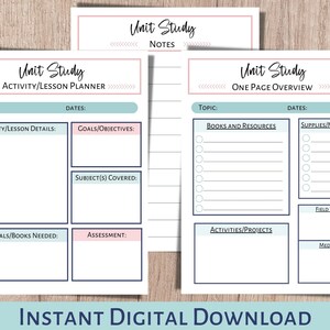 Unit Study Planner and Curriculum Planner Bundle Homeschool - Etsy