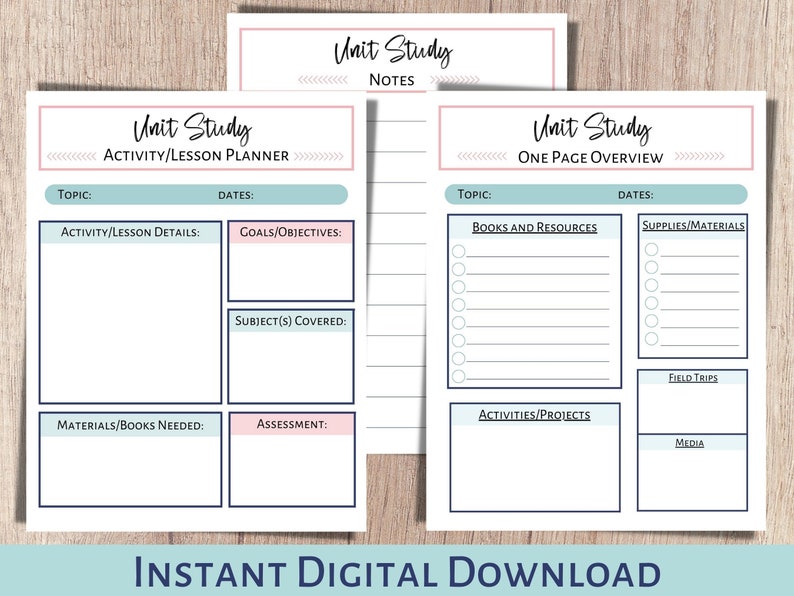 Unit Study Planner and Curriculum Planner Bundle Homeschool - Etsy