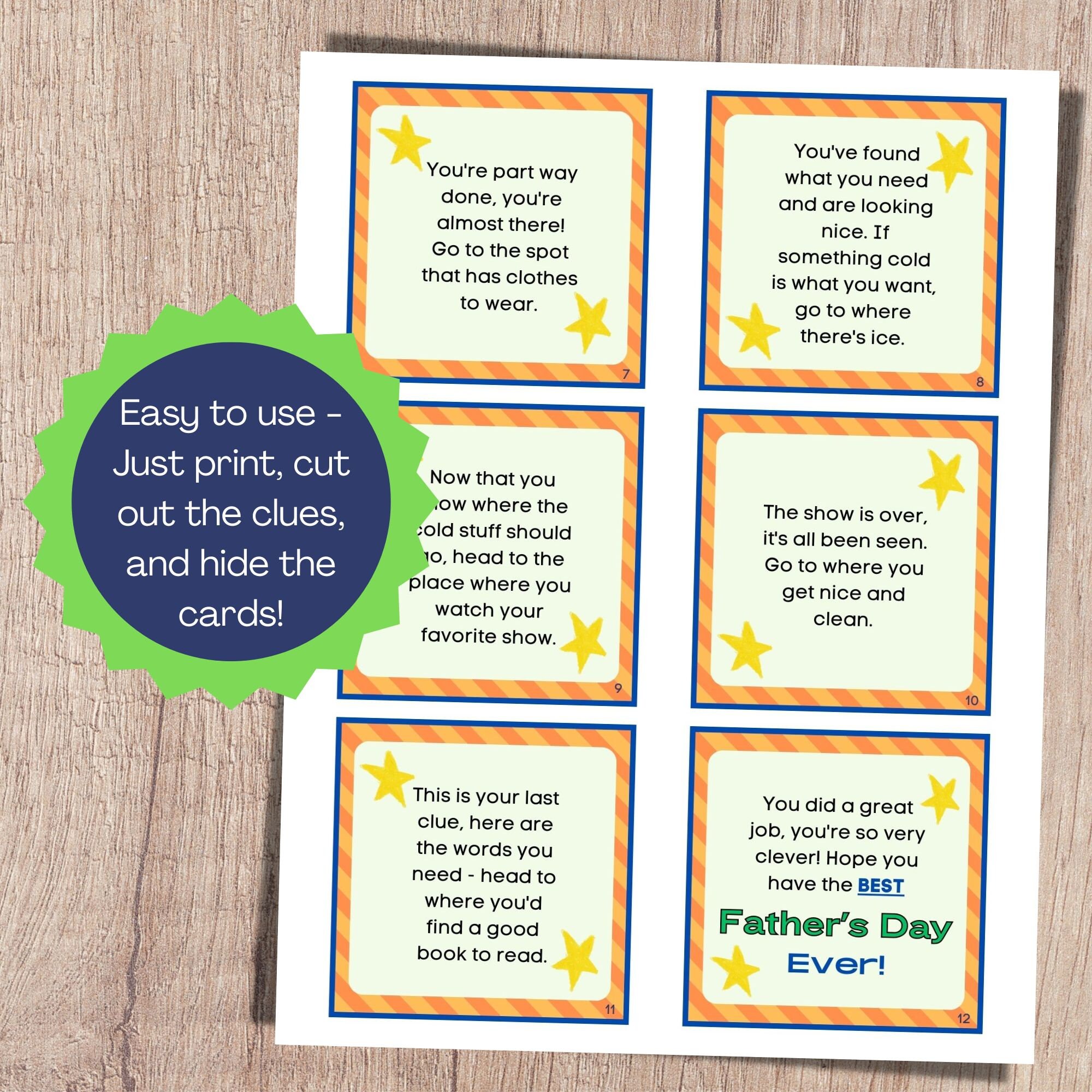 Fathers Day Scavenger Hunt, Fathers Day Games, Scavenger Hunt, Treasure ...