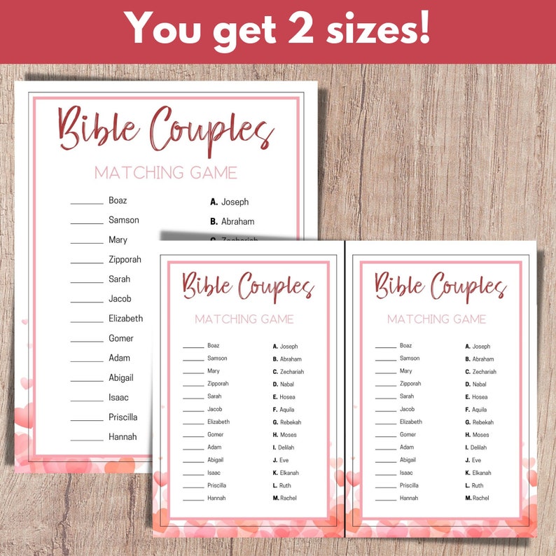 Bible Valentine Games, Bible Trivia Quiz, Bible Couples Matching Game ...