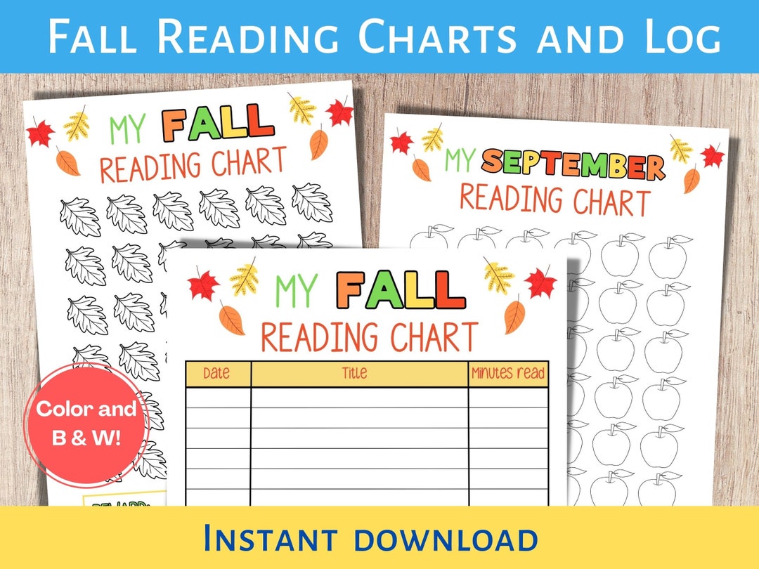 Fall Reading Chart Fall Reading Challenge Reading Log for - Etsy