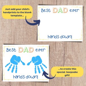 Best Dad Hands Down, Handprint Printable, Fathers Day Handprint Craft ...