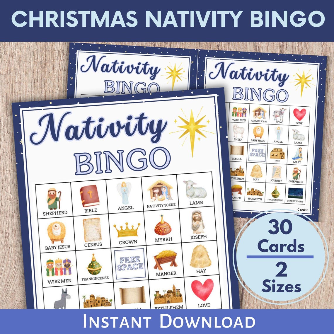 Nativity Bingo Game, Christmas Party Game, Christmas Bingo Game, Family ...
