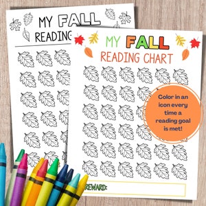 Fall Reading Chart, Fall Reading Challenge, Reading Log for Kids ...