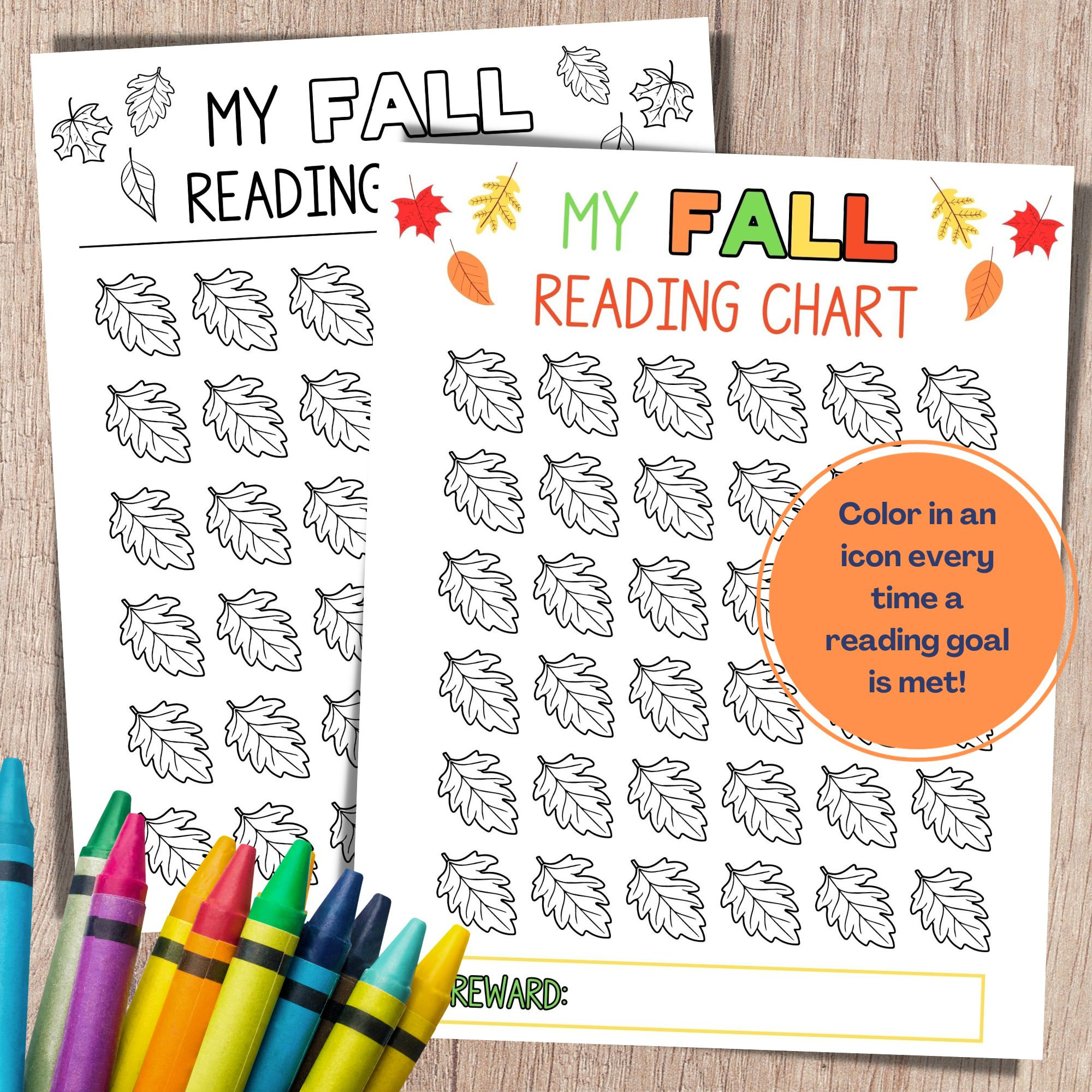 Fall Reading Chart Fall Reading Challenge Reading Log for - Etsy