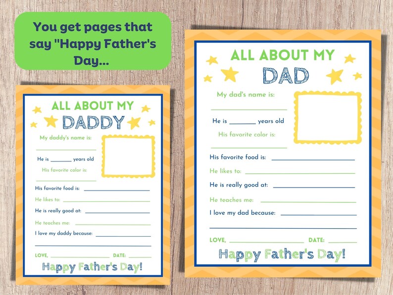 All About My Dad Fathers Day Printable Craft All About My - Etsy