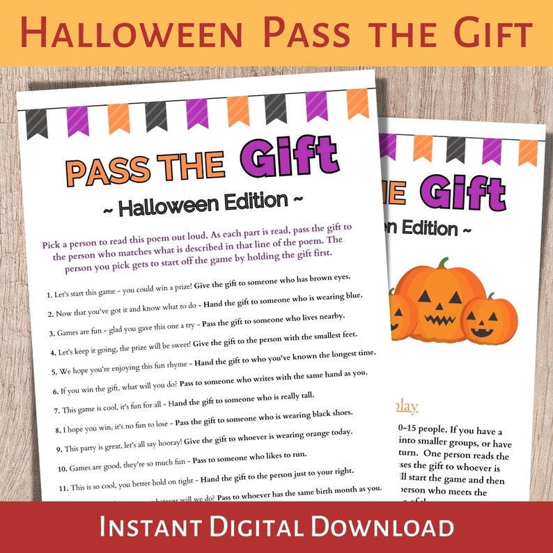 Halloween Party Game, Pass the Gift Poem, Halloween Games for Teens ...