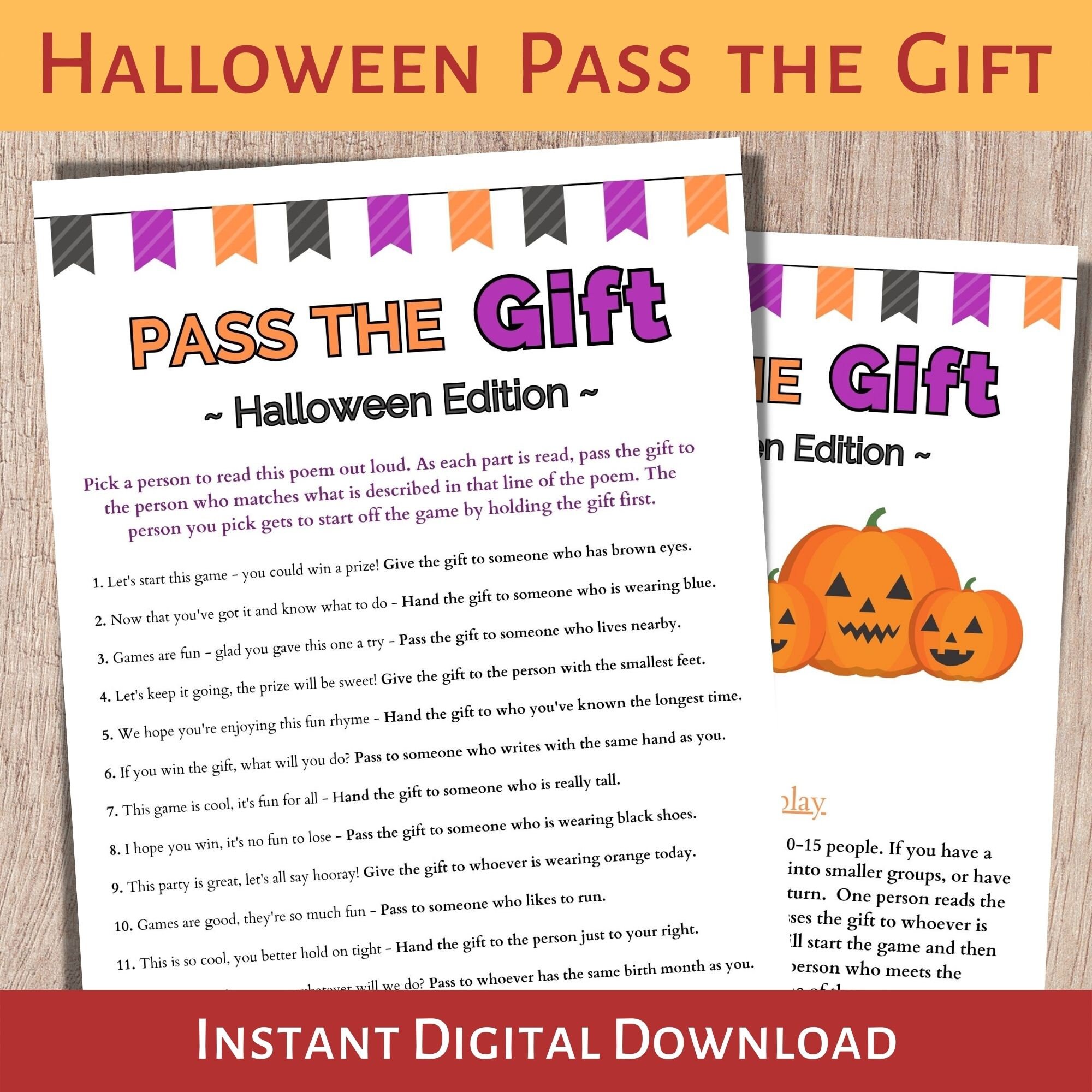 Halloween Party Game, Pass the Gift Poem, Halloween Games for Teens ...