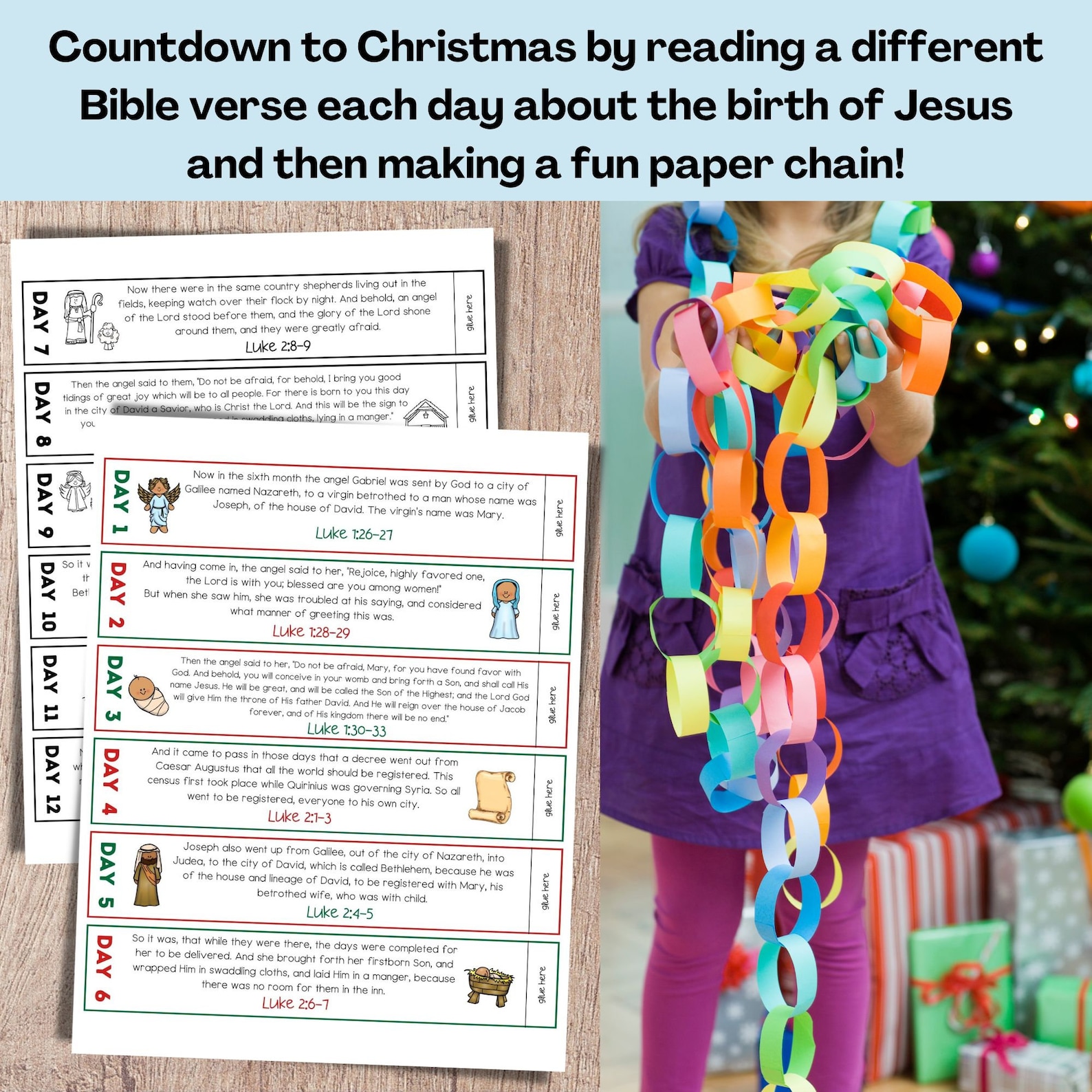 Paper Chain Advent Calendar, Nativity Printable, Advent Calendar for ...