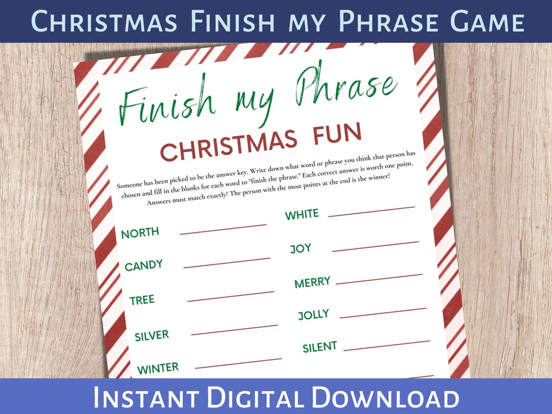 Finish My Phrase Christmas Party Game, Printable Holiday Game, Office ...