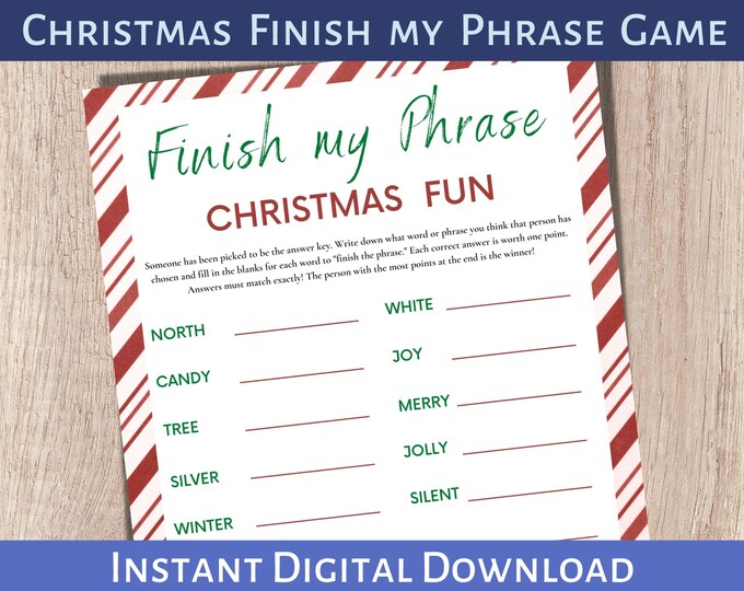 Christmas Finish the Phrase | Christmas Printable Game | Holiday Office ...