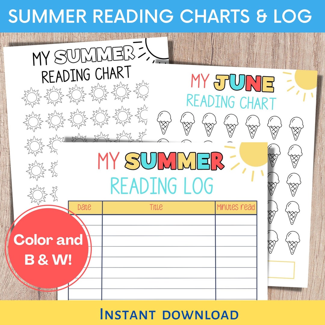 Summer Reading Chart, Summer Reading Challenge, Reading Log for Kids ...