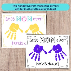 Best Mom Hands Down, Mothers Day Handprint Printable, Handprint Mothers ...