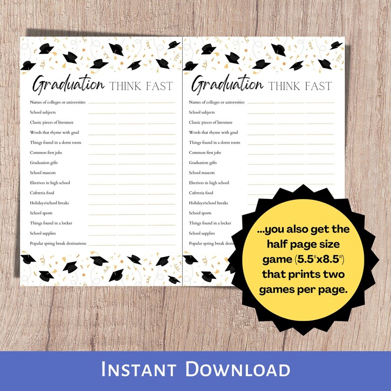 Think Fast Game, Graduation Games, Grad Party Games, Graduation Games ...