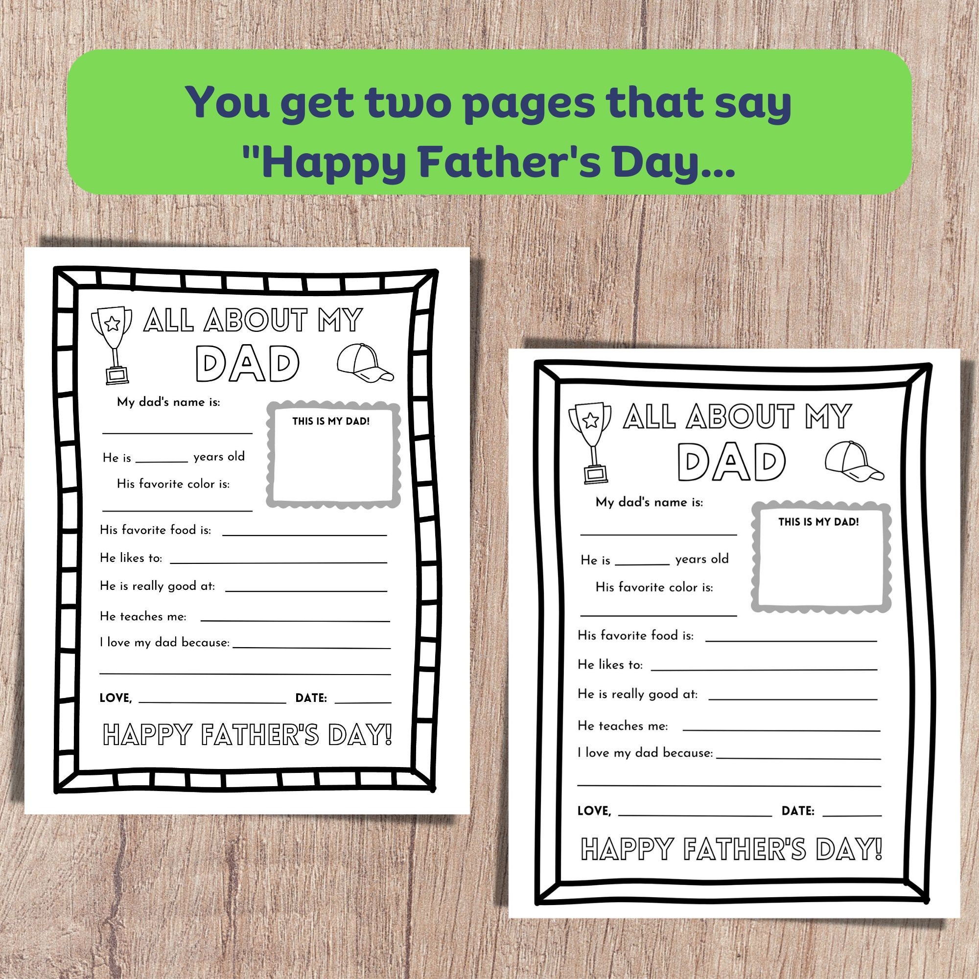 All About My Dad, Fathers Day Printable Craft, All About My Dad ...