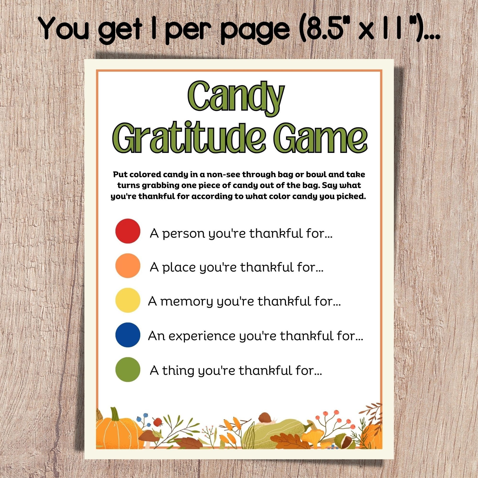 Thanksgiving Gratitude Game, Thankful Game, Candy Gratitude Game, Fall ...