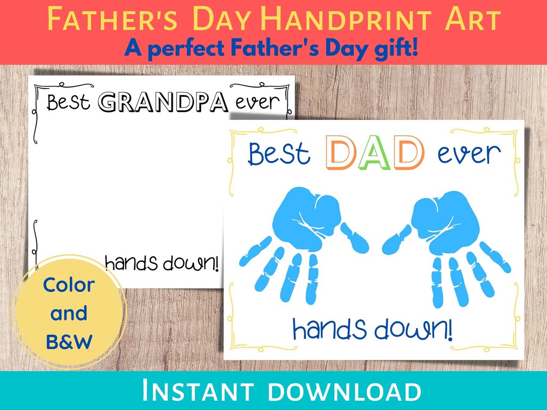 Best Dad Hands Down Handprint Printable Fathers Day - Etsy