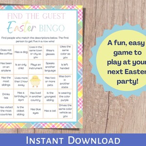 Easter Games Printable Find the Guest Bingo Easter Games for - Etsy