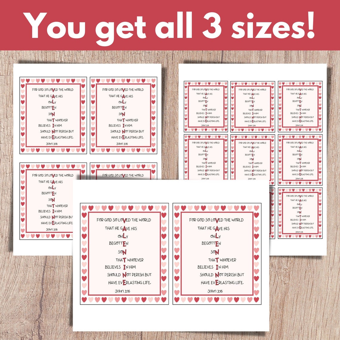 John 3:16 Valentine, Printable Bible Verse Valentine, Christian ...