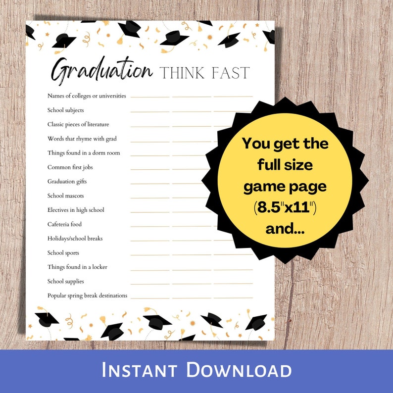 Think Fast Game, Graduation Games, Grad Party Games, Graduation Games ...