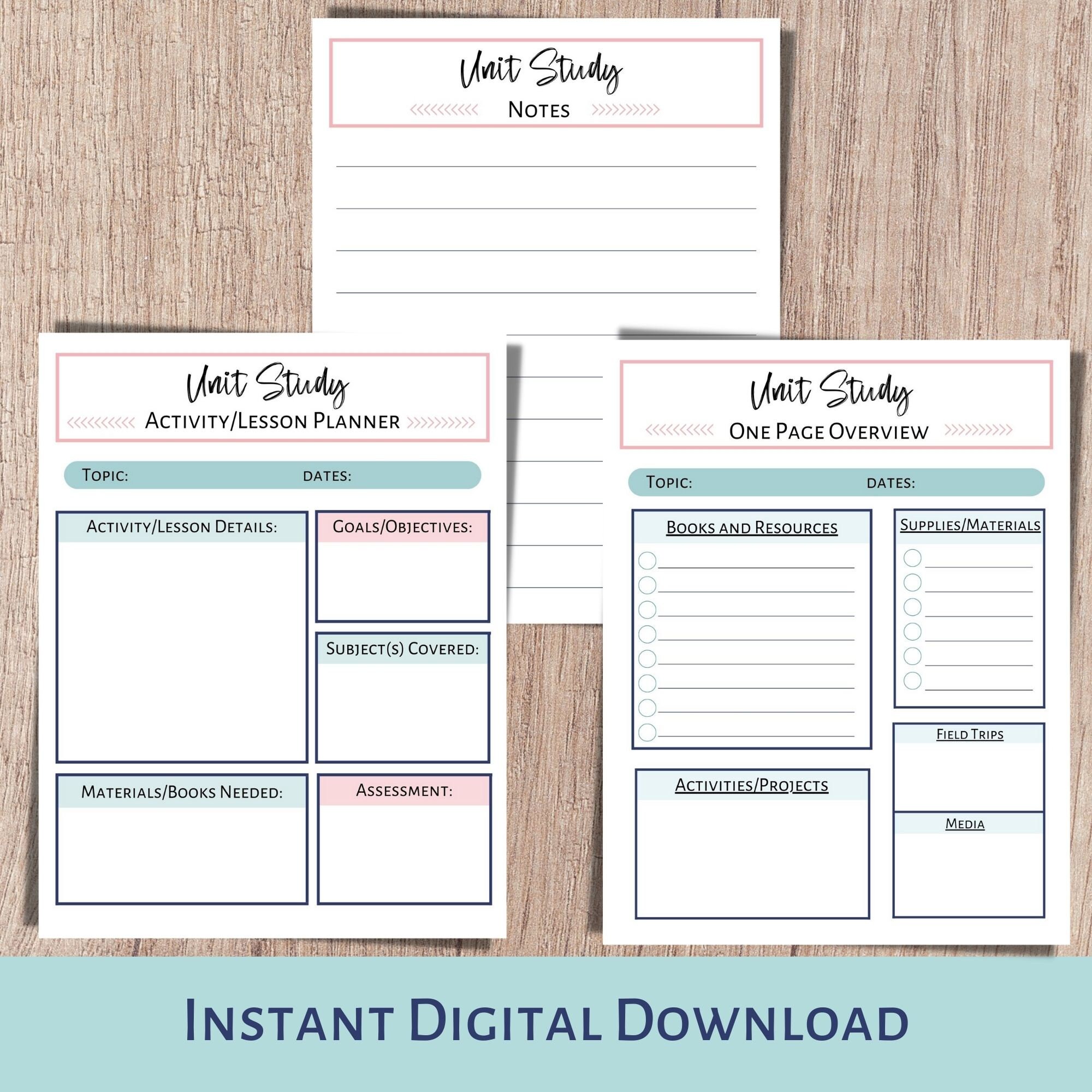 Unit Study Planner and Curriculum Planner Bundle, Homeschool Printable ...