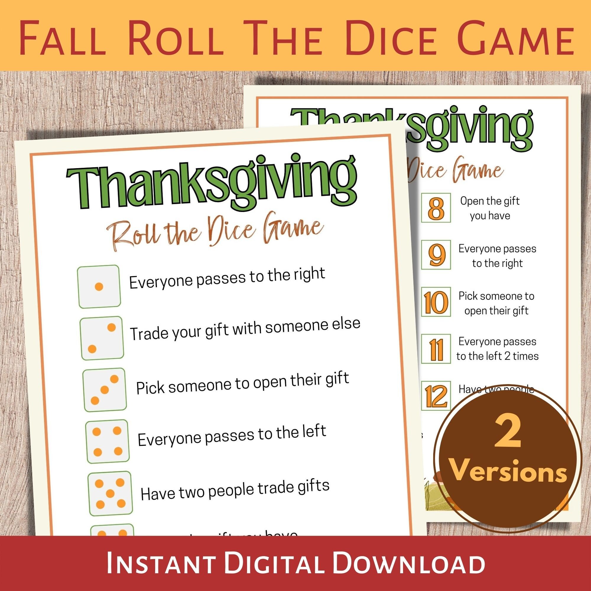 Thanksgiving Dice Game, Fall Printable Games, Thanksgiving Games ...